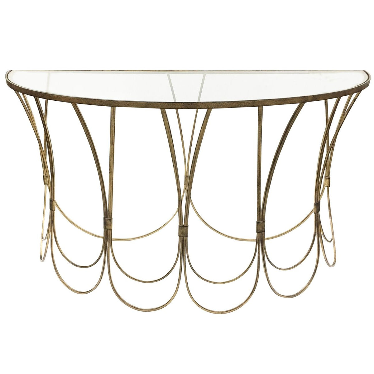 BANC Champagne Iron Console Table With Scallop Detail – OPA LIVING